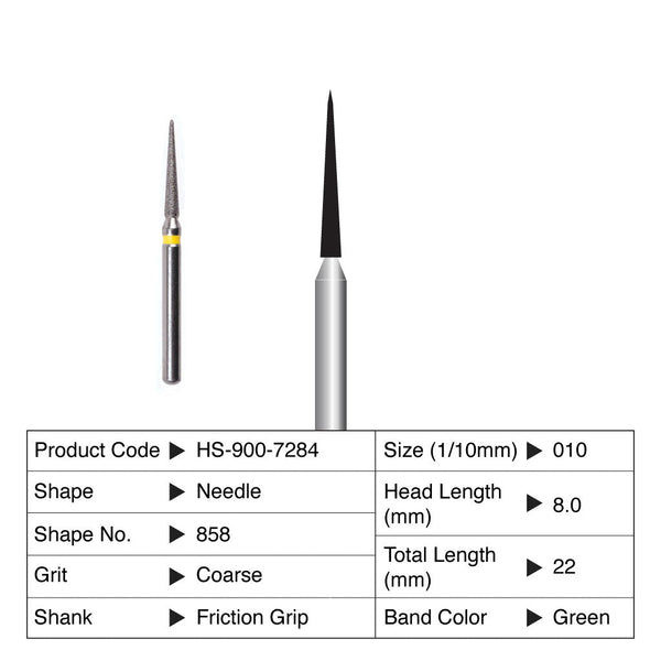 HS Maxima Diamond Bur Needle Friction Grip Coarse 858-010C 5/Pack - HSHK