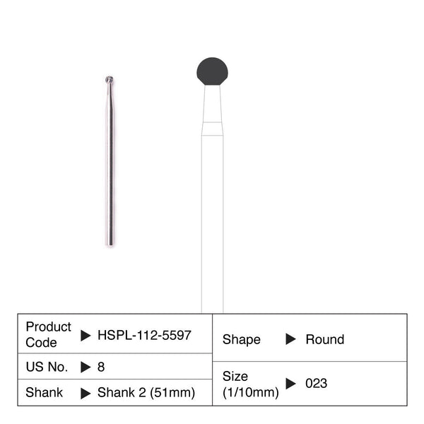 HSPL Sterile Carbide Bur Round Oral Surgery Shank 2 8 10/Pack - HSHK