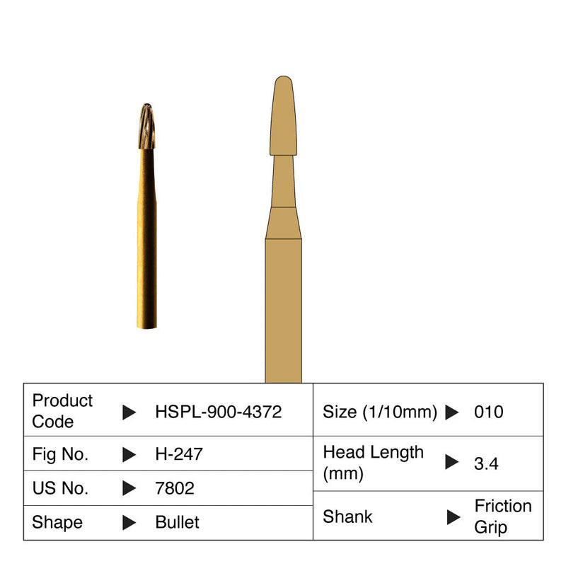 HSPL Carbide Bur Bullet Trimming & Finishing Friction Grip 7802 5/Pack ...