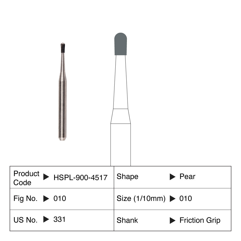 HSPL Maxima Carbide Bur Pear Operative Friction Grip 331 10/Pack - HSHK