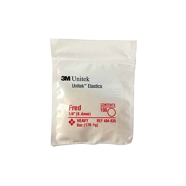 3M Unitek Latex Intraoral Elastics-Fred, 1/4", 6oz Heavy, 30x100Pcs/Pa ...