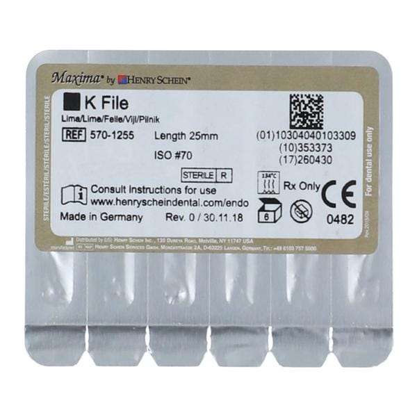 Maxima K-File Size 70 25 mm Green Sterile 6/Pk - HSHK