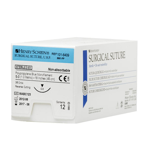 HS Suture 5-0 Polypropylene C-6 Blue 18" Monofilament 12/Box - HSHK