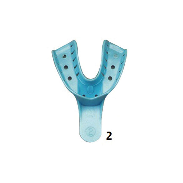 HS Double Arch Impression Tray Lower Size 2 Large Perforated 12/Pack - HSHK
