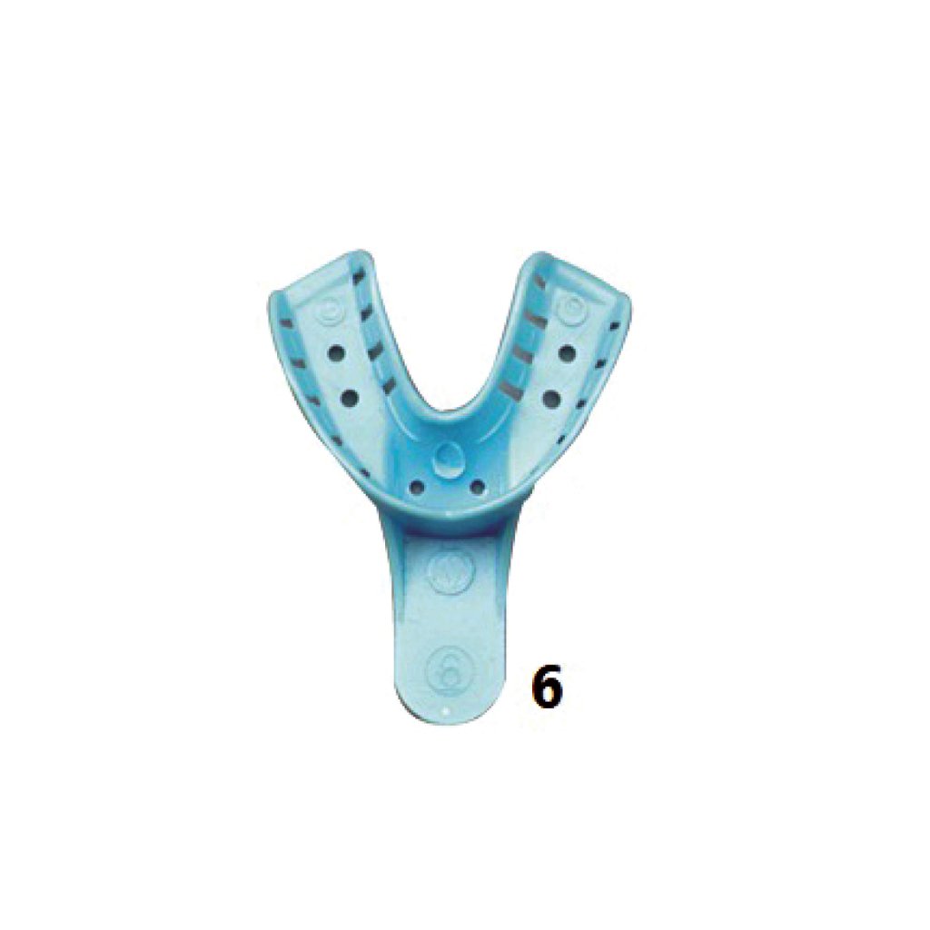 HS Double Arch Impression Tray Lower Size 6 Small Perforated 12/Pack - HSHK