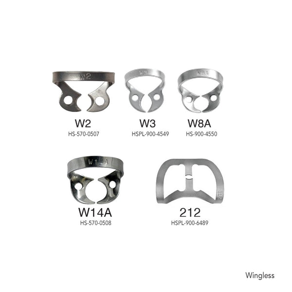 HS Rubber Dam Clamp Wingless Anterior Teeth #212 Each - HSHK