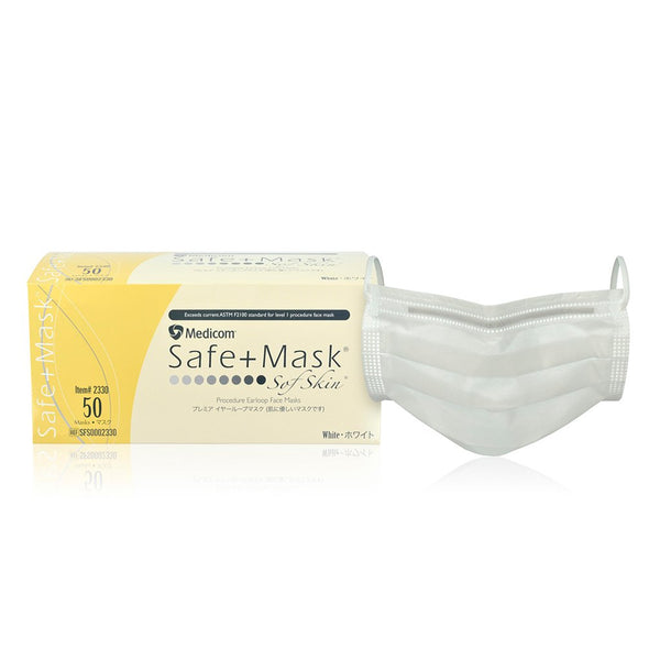 Medicom Safe+Mask Sof-Skin Earloop Mask White 50/Box - HSHK