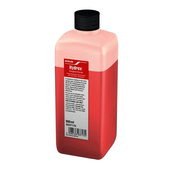 Ecolab Hydrex Surgical Scrub Chlorhexidine 4% W/V Skin Cleaner 500ml/B ...
